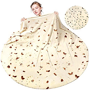 M&C Music Color Tortilla Blanket 71 inchs Double Sided, Giant Tortilla Blanket Adult Size Round Funny Blankets for Adults Teens Kids, Realistic Food Blanket Throw Wrap Blanket