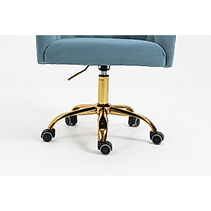 ZOBIDO Comfy Home Office Task Chair with Wheels, Cute Modern Upholstered Velvet Seashell Back Adjustable Swivel Vanity Desk Chair, for Women, for Girls, Living Room(Haze Blue)