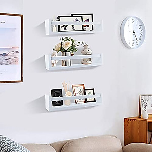 birola Nursery Book Shelves Classic White Set of 3,Wood Floating Nursery Shelves for Wall,Wall Bookshelves for Kids(White)