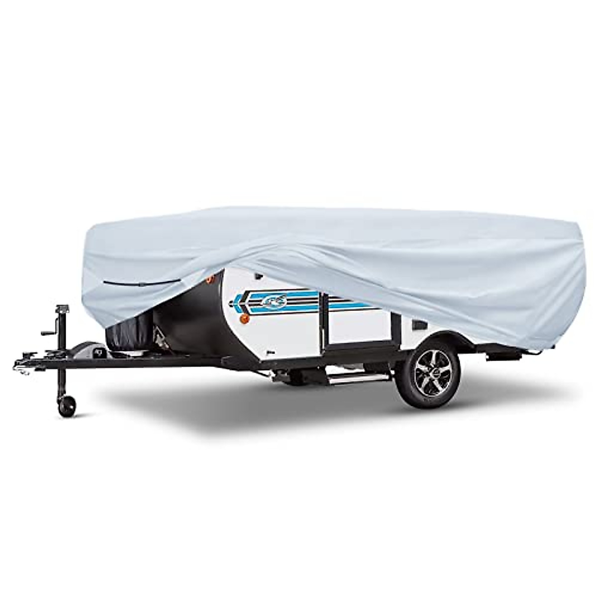 Antook 500D Pop up Camper Cover for 14 15 16ft Trailers, Waterpoof Folding RV Covers, Ripstop Pop-up Motorhome Cover