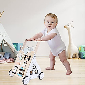 MyHarney Wooden Baby Walker Baby Push Walkers Push Toys for Babies Walker Learning to Walk for 1 Year Old Baby Boys & Girls Toddler Push & Pull Toys Wooden Baby Toys Baby Walker with Wheels