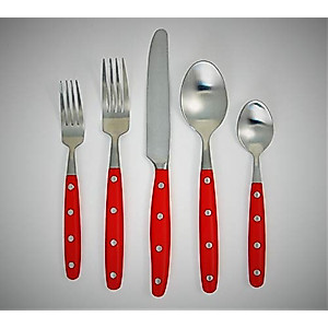 Ginkgo International Lyon Flatware Set, 10x2x5, Red