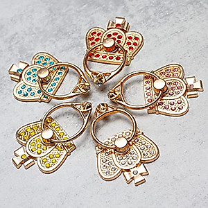 [2 Packs] Crown Glitter Bling Bling Phone Ring Holder, Sparkle Phone Ring Grip Artificial Diamond Stand,Rhinestone Cell Finger Ring for Phones,Pad