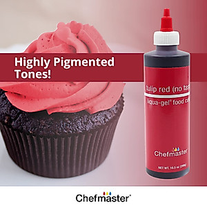 Chefmaster Tulip Red Liqua-Gel® Food Coloring | Vibrant Color | Professional-Grade Dye for Icing, Frosting, Fondant | Baking & Decorating | Fade-Resistant | Easy-to-Use | Made in USA | 10.5 oz