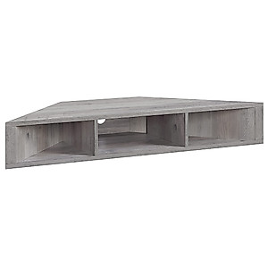 BELLEZE 47 Inch Modern Floating Wall Mounted Corner Shelf, TV Console with Three Shelves and A Cable Cutout, Space Saving Decorative Media Corner Storage - Russel (Gray Wash)