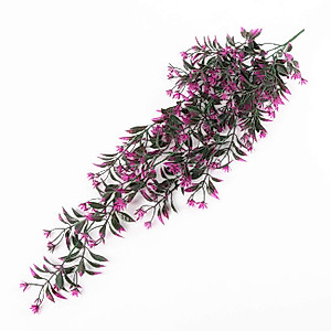 Artificial Hanging Ivy, PASYOU Vine Plastic Plants Grass Leaves Foliage Vines, UV Resistant Greenery Fake Flowers for Home Indoor Outdoor Garden Door Wall Wedding Party DIY Decoration - Fuchsia 4 Pack