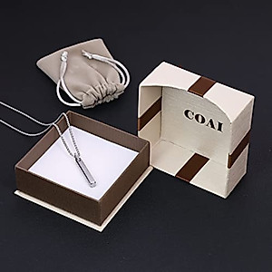 COAI Box Chain Simple Tungsten Steel Bar Pendant Necklace for Men 20"