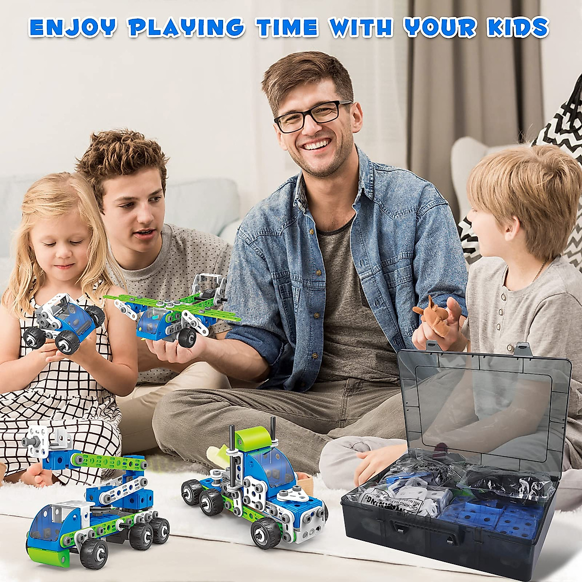LETBEFUNA 18-in-1 Erector Set for Boys 6-12, STEM Building Toys for Kids Ages 5 6 7 8 9 10 1112 Year Old Boys Girls, 175 PCS DIY Construction Learning Toy with Pull Back Function Toys for Kids