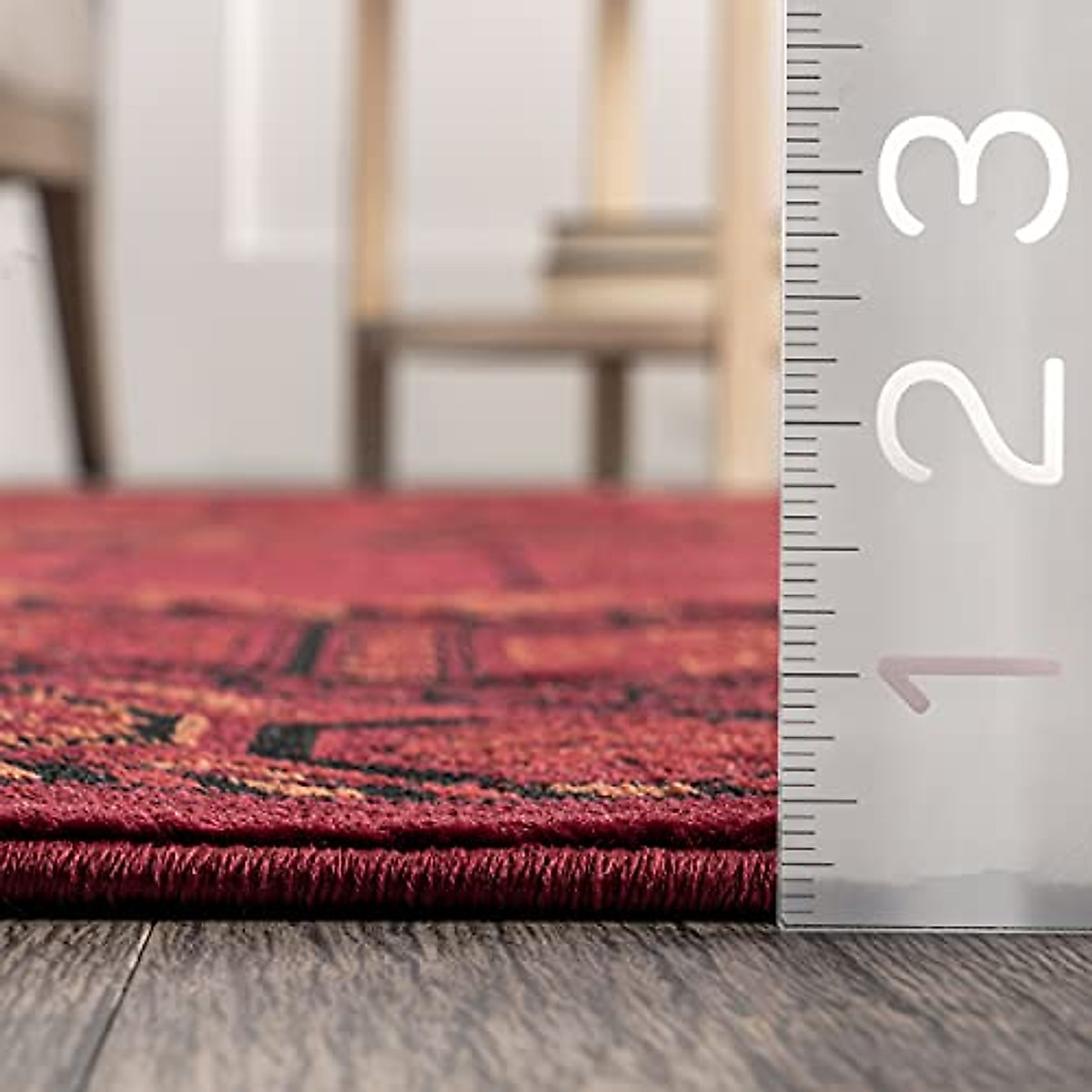 nuLOOM Billie Traditional Paneled Fringe Area Rug, 6' 7" x 9', Red