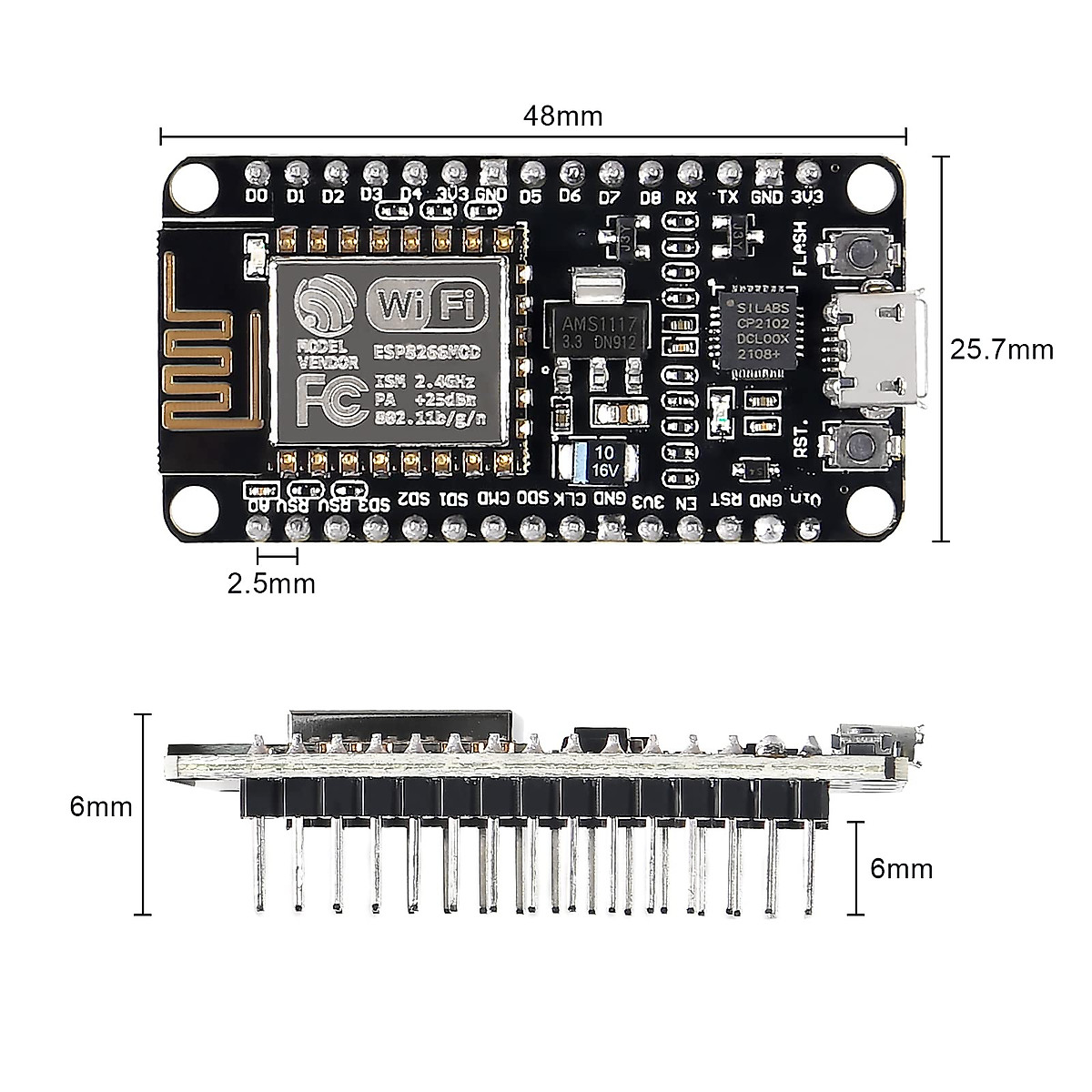 Alinan 4pcs ESP8266 NodeMCU CP2102 ESP-12E Internet WiFi Development Board Open Source Serial Wireless Module for Arduino IDE/Micropython (ESP-12E)