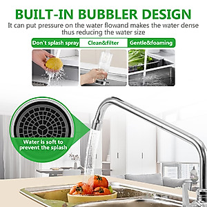 Youwise Commercial Pre-Rinse Faucet with Sprayer 8" Center 47" Height Wall Mounted Kitchen Sink with Pull Down Sprayer and 12" Add-on Spout for Home Restaurant Industrial Black