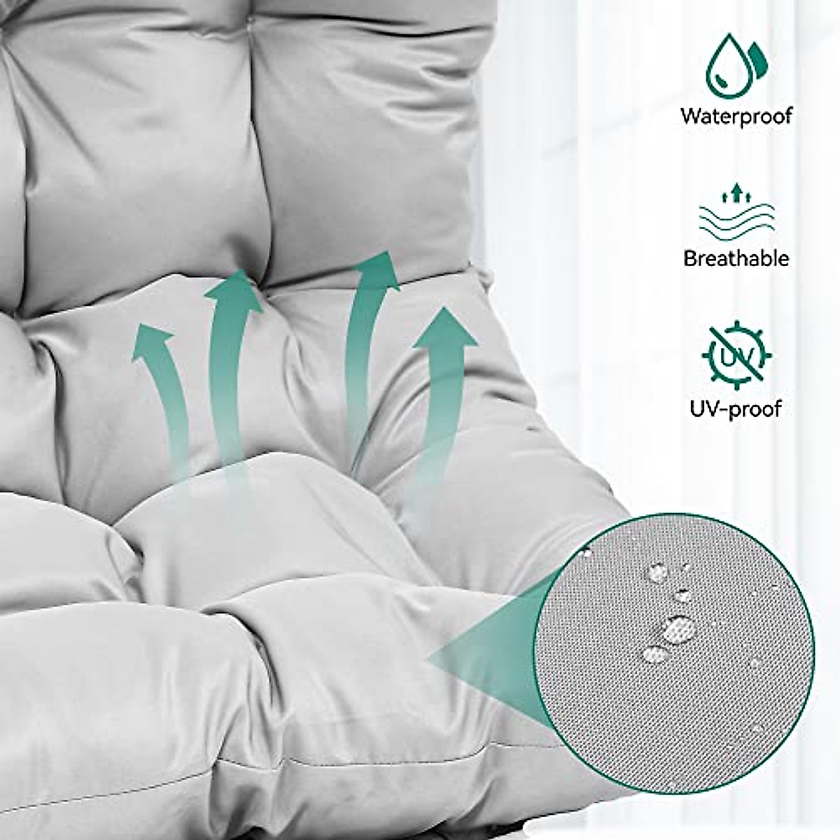 YITAHOME Hanging Egg Chair with Stand Swing Chair Wicker Indoor Outdoor Hammock Egg Chair with Cushions 330lbs for Patio, Bedroom, Garden and Balcony, Light Gray