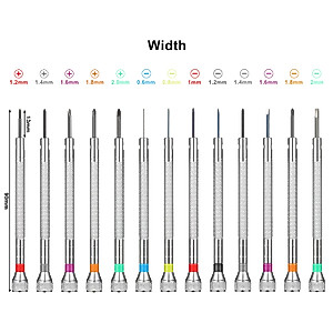 13 Pieces Micro Precision Watch Screwdriver Set Small Screwdriver Kit 0.6-2 mm with 13 Extra Replace Blades Watch Flathead Repair Link Tool for Watch Eyeglasses Jewelry Work Electronics Repair
