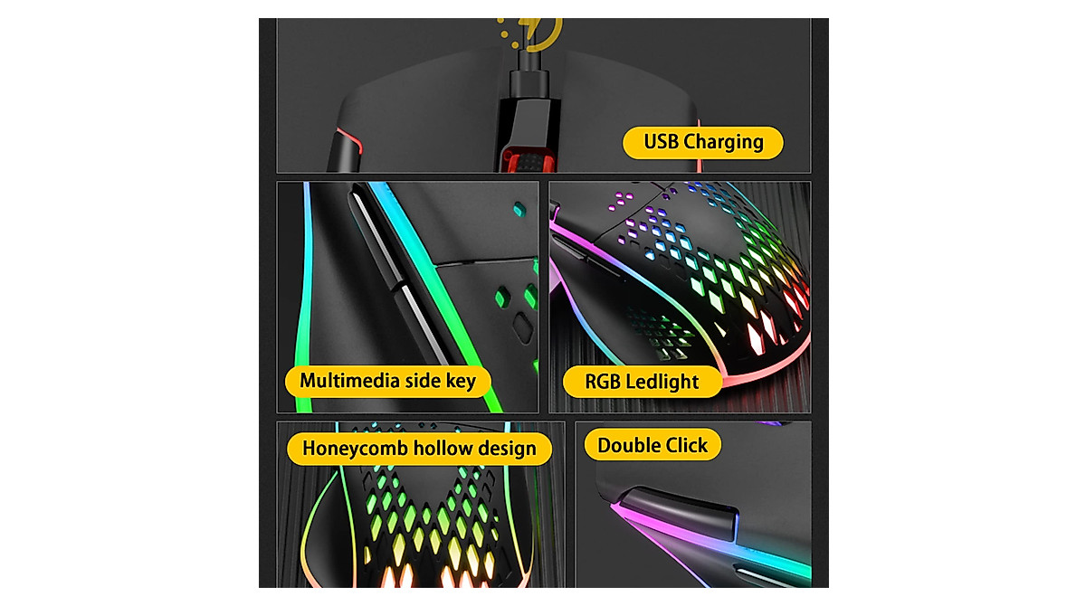VEGCOO Wireless Gaming Mouse - Silent Click & LED Lights