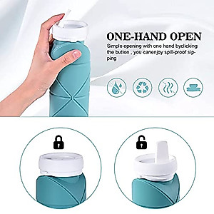 SPECIAL MADE Collapsible Water Bottles Cups Leakproof Valve Reusable BPA Free Silicone Foldable Travel Water Bottle Cup for Gym Camping Hiking Travel Sports Lightweight Durable (Type2 Dark Green)