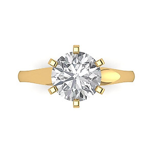 2.5 Carat Round Cut Custom Engraving Moissanite Engagement Wedding Bridal Everlasting Ring 14k Yellow Gold 7 US