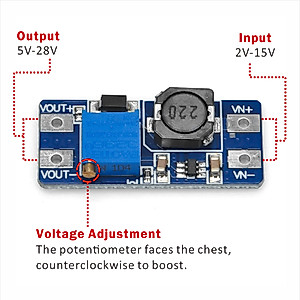 OSOYOO 10PCS MT3608 DC-DC Step Up Boost Converter Module 2A Adjustable Voltage Regulator Board Input Voltage 2.5V-15V to 5V-20V Output Voltage for Arduino