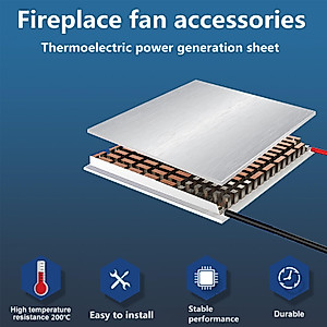 Motor Power Generation Sheet Set Universal Fireplace Fan Accessories Motor and Power Generation Sheet 4 Blades Heat Powered Stove Fan for Wood, Log