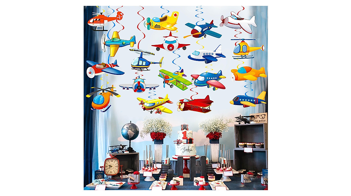 Airplane Hanging Swirls Airplane Birthday Party Decorations Helicopter ...