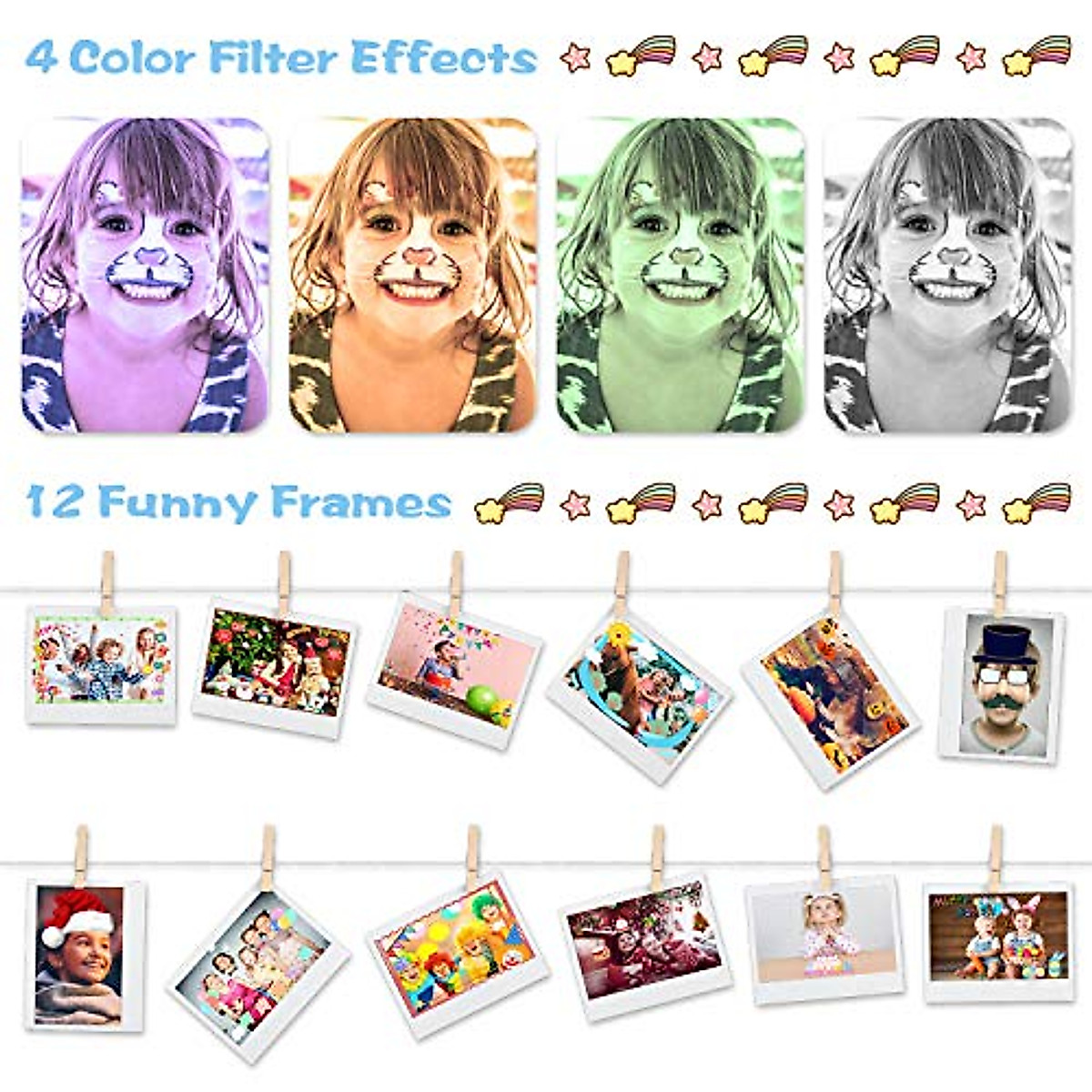 WOWGO Kids Digital Camera - 12MP Children's Camera with Large Screen for Boys and Girls, 1080P Rechargeable Electronic Camera with 32GB TF Card