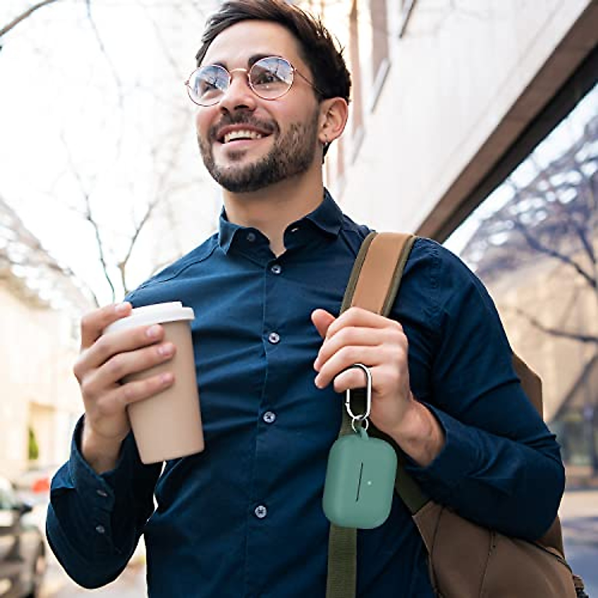 R-fun AirPods Pro 2nd/1st Generation Case Cover with Keychain, Full Protective Silicone Skin Accessories for Women Men with Apple AirPods Pro 2022/2019 Charging Case,Front LED Visible-Pine Green