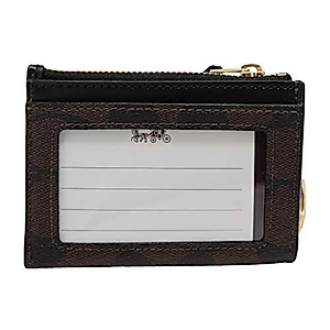 Coach Signature C Mini Skinny ID and Coin Case with Attached Key Ring (Brown/Black/Gold)