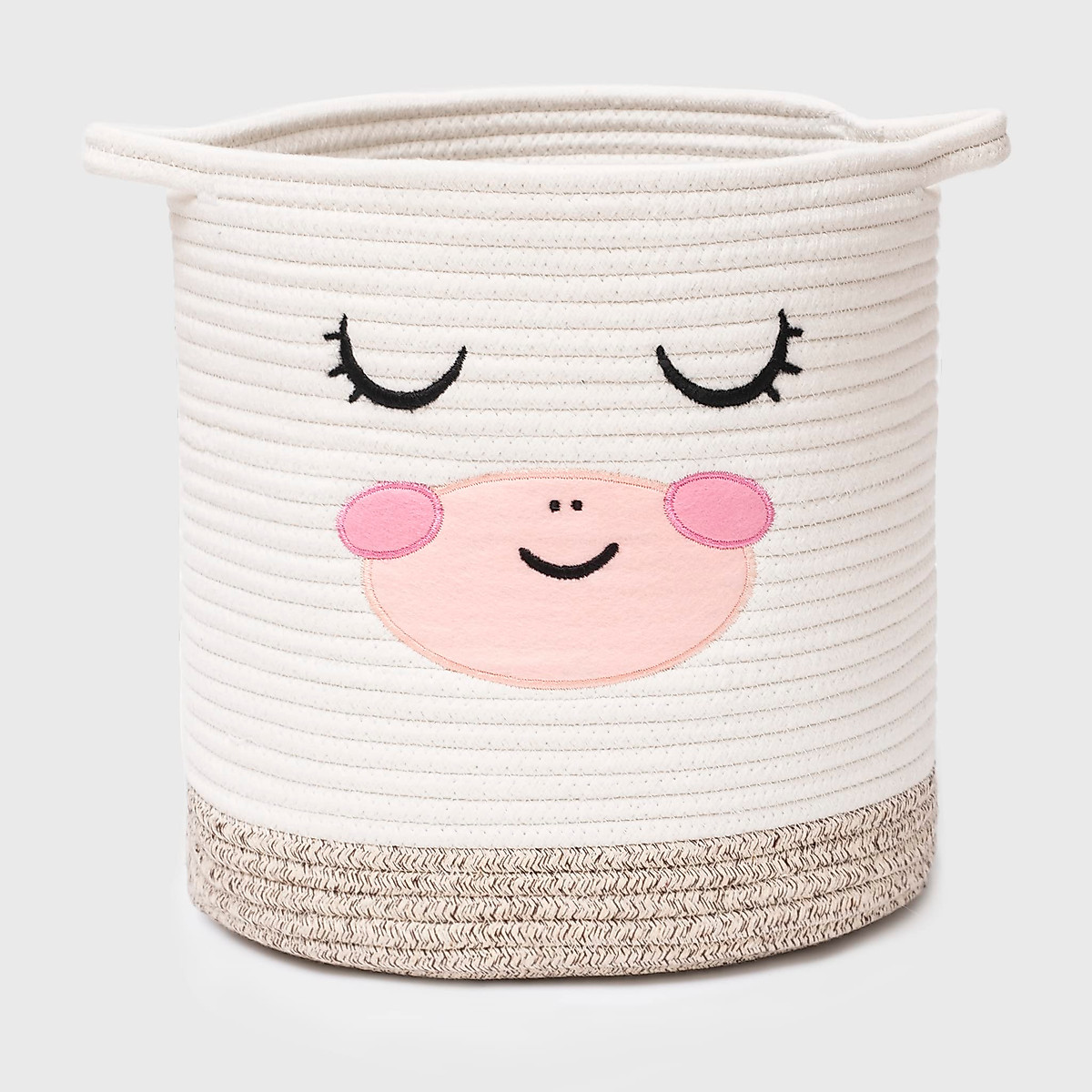 NADEnVIE Baby Girl Nursery Storage Basket Cute Unicorn Cotton Toy Storage Bin, Pig Baby Hamper For Nursery Girl, Pink Basket For Baby Woven Storage Basket