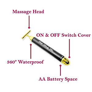 Baki Beauty Bar Electric Face Massager - T-Shape Face Tool for Skin Care - Easy to Use - Black Gold bar - Anti-Aging face Lifting Beauty Product