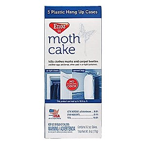 Enoz Moth Cake - 3 Pack (1) Kills Clothes Moths, Carpet Beetles, and Eggs and Larvae