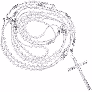 Nosiny Lazo De Boda Wedding Lasso Handcrafted Lazo Para Boda Catolica Recuerdos De Boda Crystal Wedding Rosary Lasso for Wedding Ceremony(Silver)