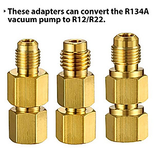 Mudder 6 Pieces Air Conditioning Refrigerant Angled Compact Ball Valve 1/4 Inch for R410A R134A R12 R22 HVAC and R12 R22 to R134A Adapters 6015 R134A Refrigerant Tank Adapter 6014 Vacuum Pump Adapter