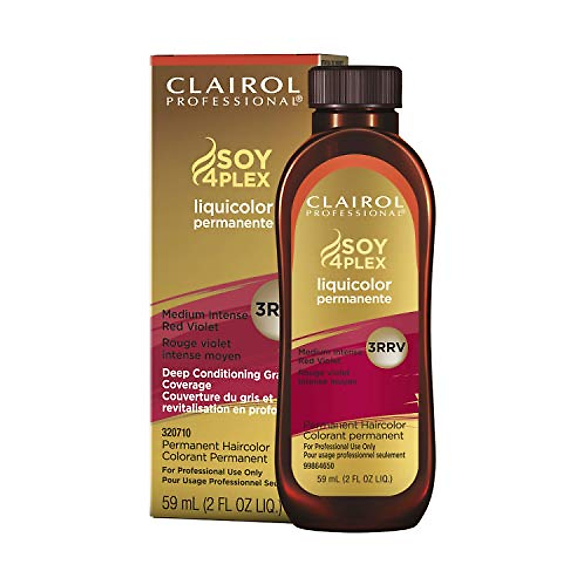 Clairol Professional Permanent Liquicolor for Dark Hair Color, 3rrv Medium Red Violet, 2 oz