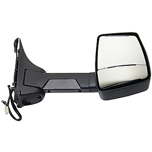 Kool Vue Mirror Set Compatible with 2003-2014 Ford E-150, 2003-2005 E-150 Club Wagon, 1992-2002 E-150 Econoline, Towing, Power, Heated, Textured Black, Manual Folding, Single Arm