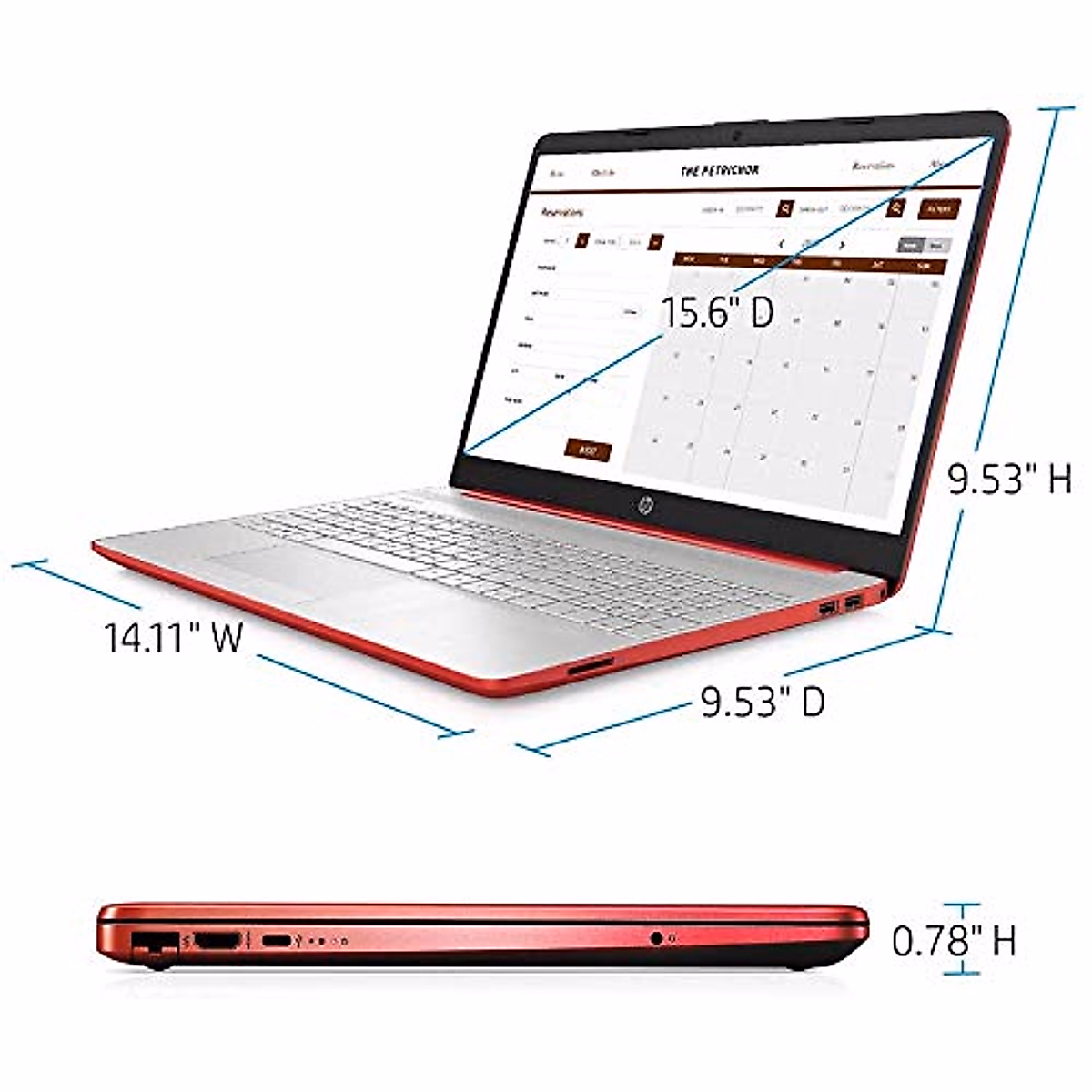 HP 2022 15.6" HD Laptop Computer Intel Dual-Core Pentium Gold 6405U 4GB RAM 128GB SSD Intel UHD Graphics HD Webcam Bluetooth RJ-45 USB-C HDMI Windows 10 Scarlet Red RE 32GB USB 3.0 Flash Drive