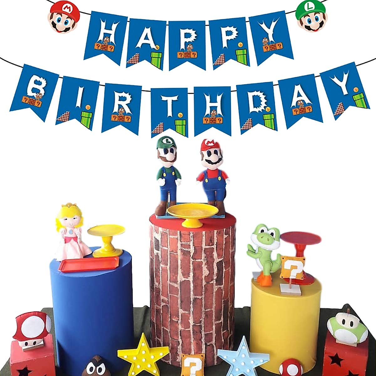 Birthday Banner For Mario, Video Games Birthday Theme Party Supplies,Video Games Birthday Party Decoration