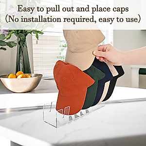 Waipfaru 2 Pcs Hat Stand for Baseball Caps, Acrylic Hat Organizer Display Holder, No Install Hat Rack Shelf for 14 Baseball Caps for Bedroom, Closet, Dresser(Clear)