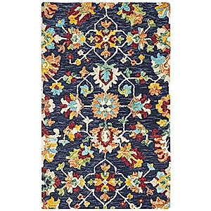 Safavieh Aspen Collection 3' x 5' Navy/Red APN510N Handmade Boho Wool Area Rug