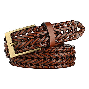Lavemi Mens Belt, Leather Woven Braided Belts for Men Casual Jeans Dress Golf,Gift Boxed (35-2828-2 Brown 115)