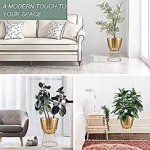 MSTFLOR Metal Plant Stand with Pot 12" - Decorative Metal Plant Holder Stand Indoor, Gold Plant Stand Modern Flower Potted Rack for Corner Display, Living Room, Office, Modern Home Decor - 17.5" Tall