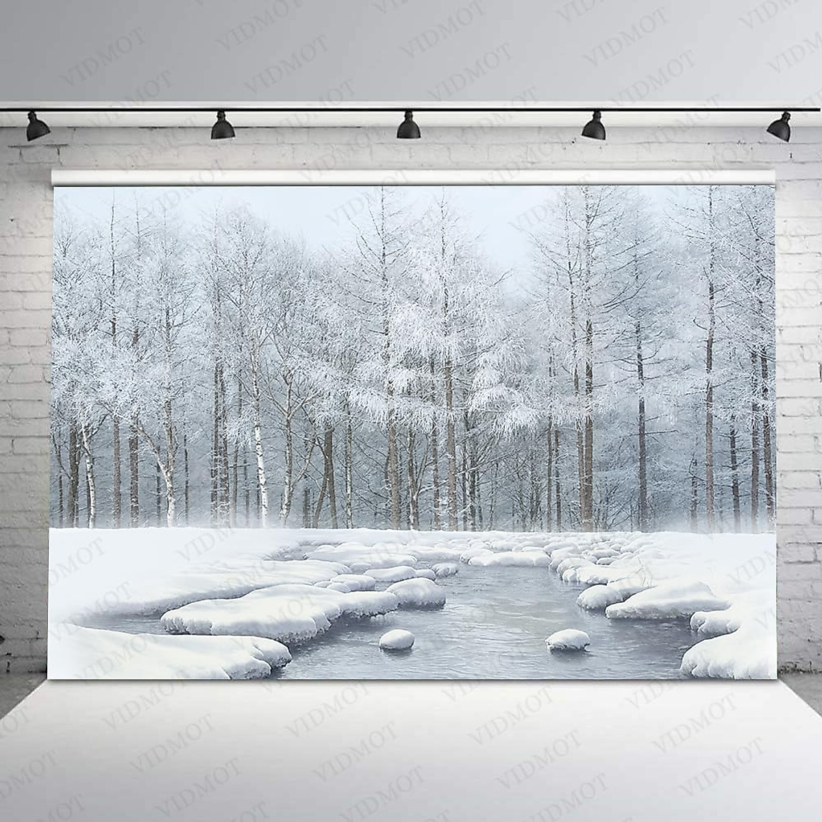 VIDMOT Winter Forest Background 7x5ft Snowy Scene Natural Background for People Artistic Portrait Photo Shooting Cold Ice Snow Wold Backdrop Photography Studio Set Props BJXPVV635