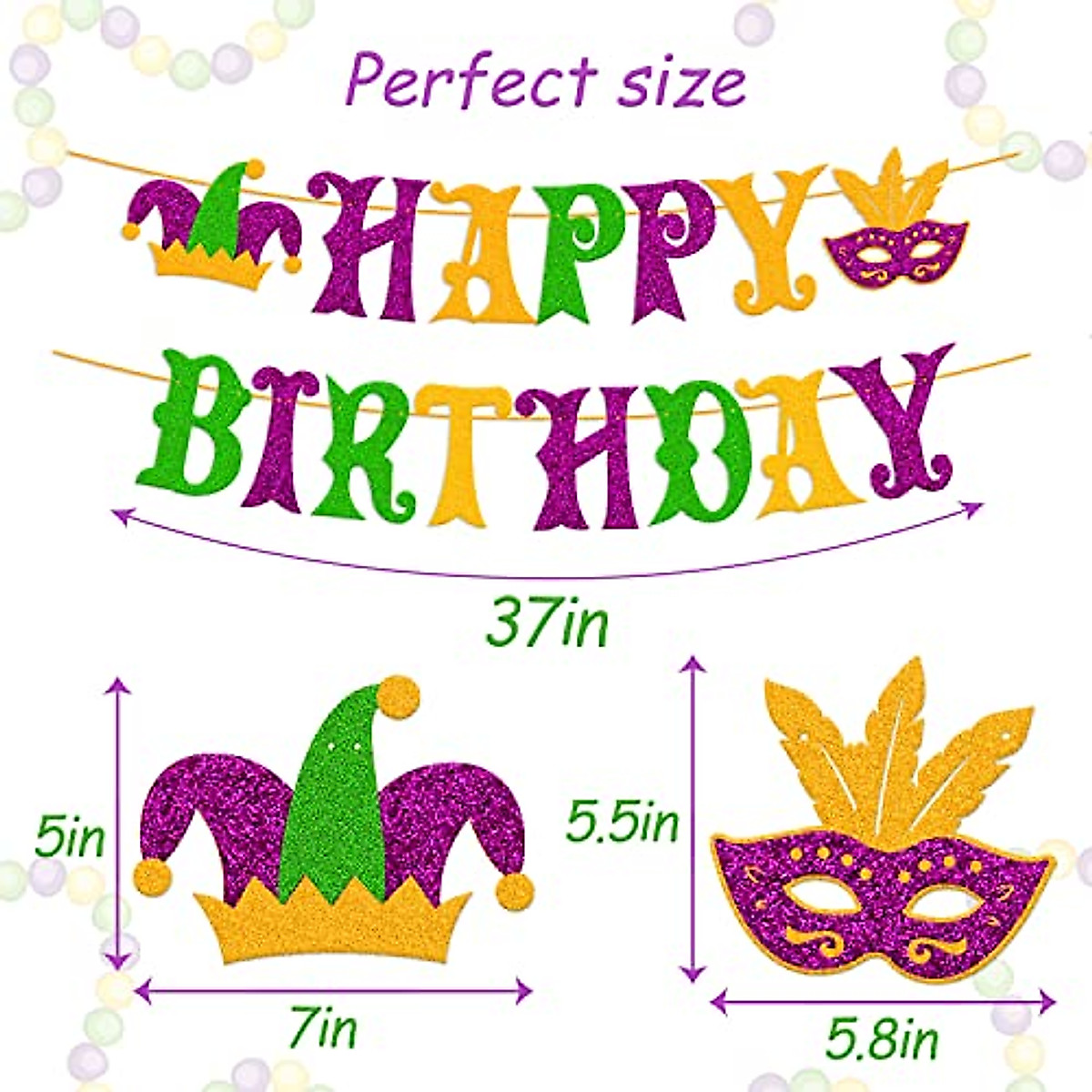 Mardi Gras Birthday Banner Carnival Fleur De Lis Shrove Fat Tuesday New Orleans Masquerade Theme It’s My Mardi Gras Birthday Party Decorations