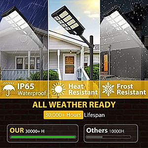 DragonLight 800W Solar Street Lights Outdoor - 18,000LM 320 LEDs Solar Lamp Security Motion Sensor Solar Flood Light with Remote Control - Dusk to Dawn IP65 Waterproof for Yard, Garden, Patio, Shed