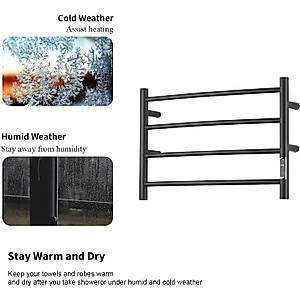 SHARNDY Towel Warmer with Built-in Timer ETW29 for Bathroom Wall Mounted Bath Towel Heater Plug-in Electric Heated Towel Rack Black