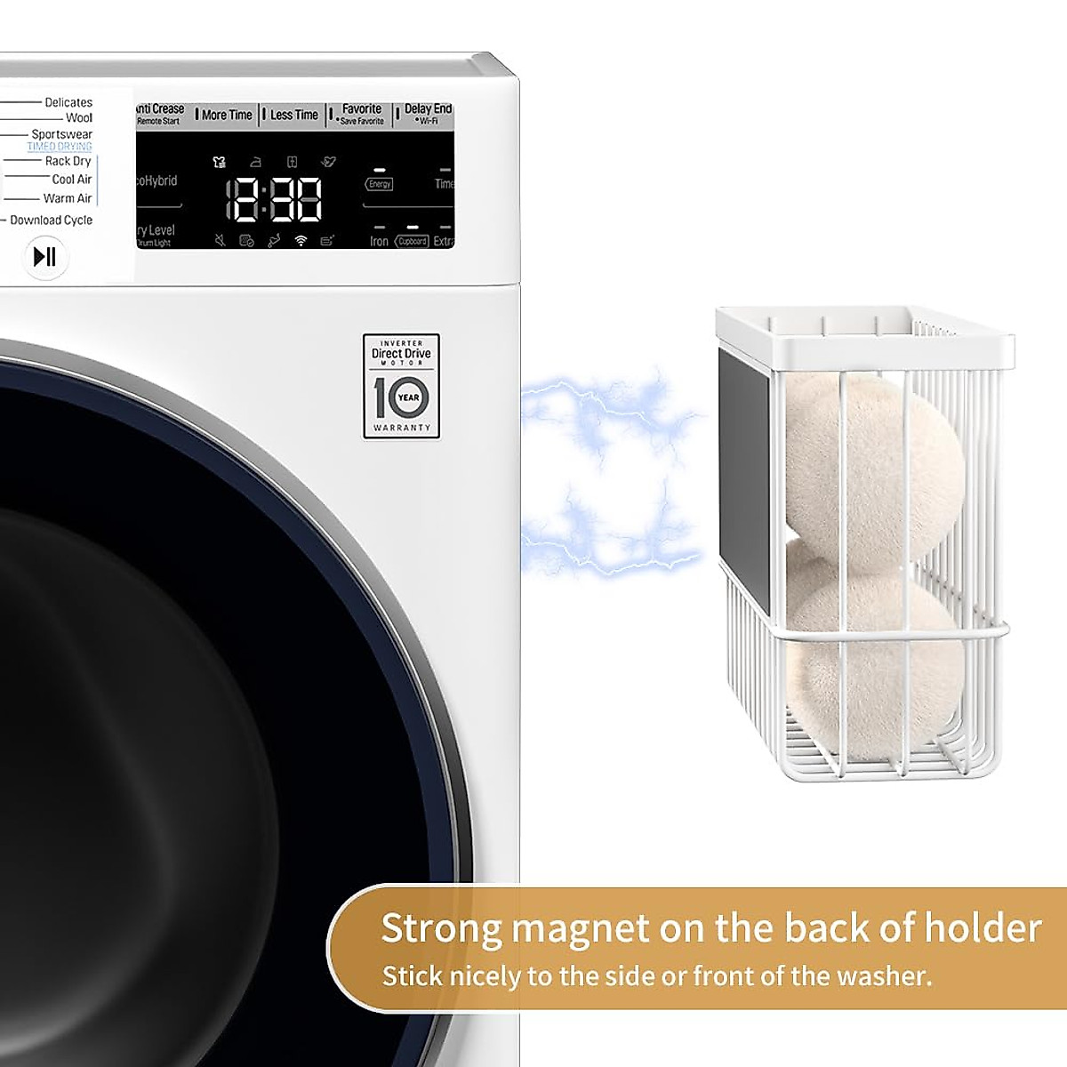 Moryimi Magnetic Dryer Ball Holder for Laundry Room Organization and Storage, Magnetic Lint Bin for Laundry Room, Iron Dryer Ball Container for Laundry Room Storage (No Balls)