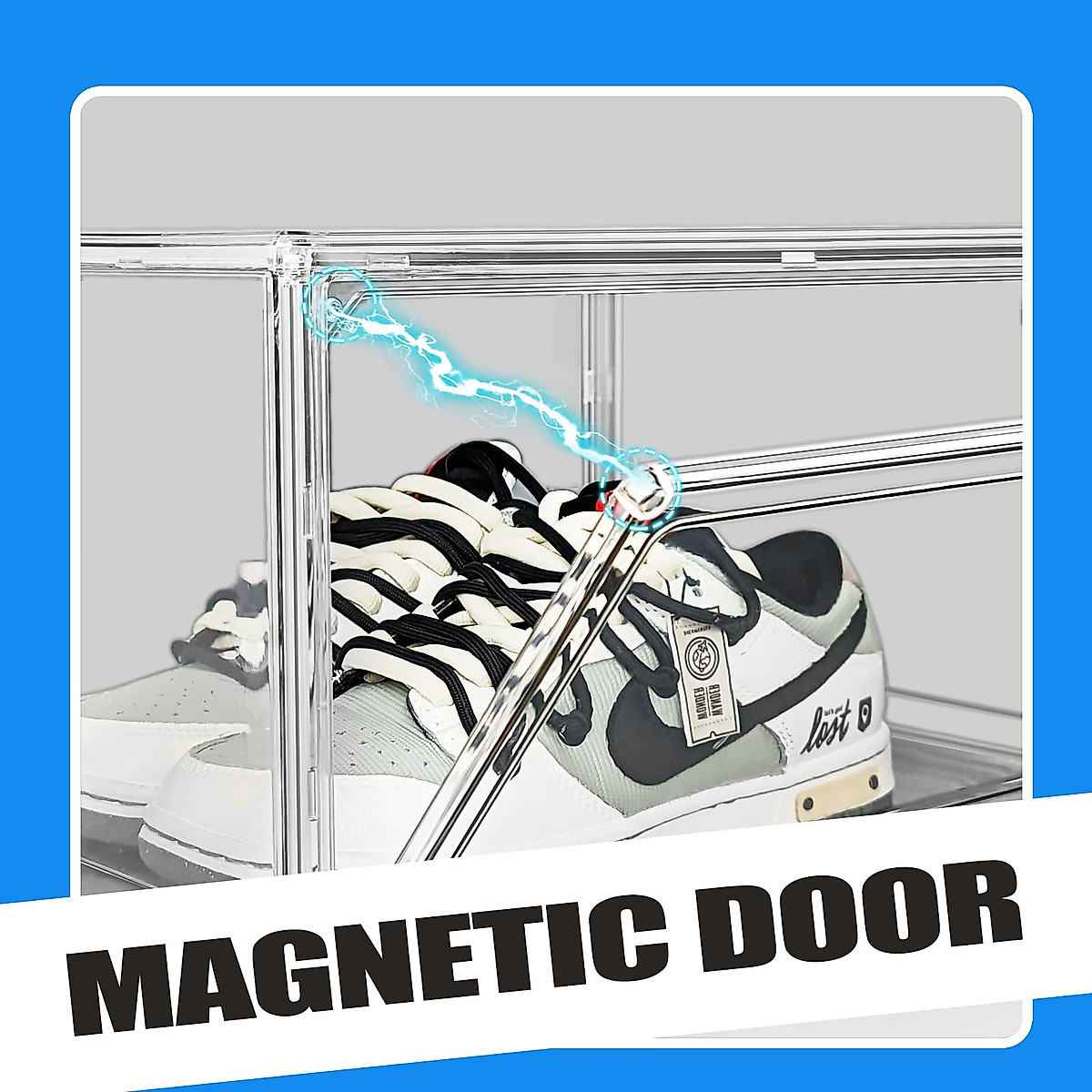 EDS FAM Shoe Boxes Clear Plastic Stackable 14.1 * 10.6 * 9in Acrylic Display Case for Sneakerheads Boot