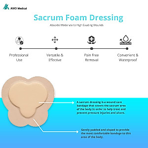 Silicone Foam Dressing for High Exudate Wounds (Sacrum 7"x6.8")