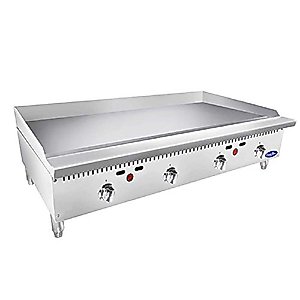 ATOSA US ATMG-48T-48″ HD Commercial Griddle Thermostatically Controlled Propane Griddle Cooktop Stainless Steel Restaurant Grill Portable Top Griddle - 100,000 BTU