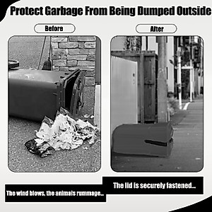 XIFOWE Metal Trash Can Strap, Semi-Automatic Adjustable Trash Can Lock, Universal Windproof Trash Can Lid Lock, Trash Can Locks for Raccoons, Fast Installation, Garbage Can Locks for Animals (2PCS)