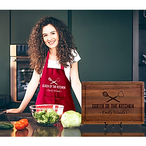 Mom Gifts for Mothers Day, Personalized Cutting Board for Kitchen, Queen of the Kitchen, Custom Women Gifts, Mother's Day Gift for Mama, Grandma, Sister, Wife, Custom Board for Birthday, Anniversary