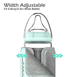 Portable Bottle Warmer for Travel - 40-50℃ Adjustable - Mini Baby Bottle Heater for Breastmilk Powder Milk Water, Fast Night Feeding Milk Warmer for Newborn, Green, 6 Gears for 40/42/44/46/48/50℃